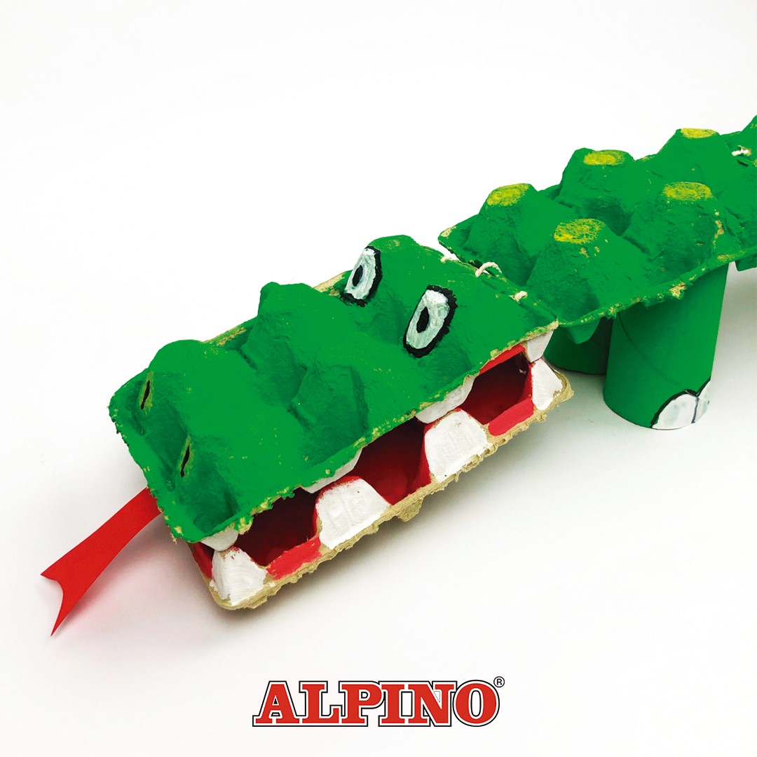 Hacer un cocodrilo con témperas y materiales reciclados | Alpino® Oficial